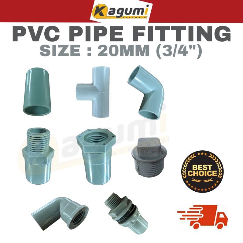 PVC PIPE FITTING / FITTING PAIP PVC KELABU 20 MM (3/4") | Shopee Malaysia
