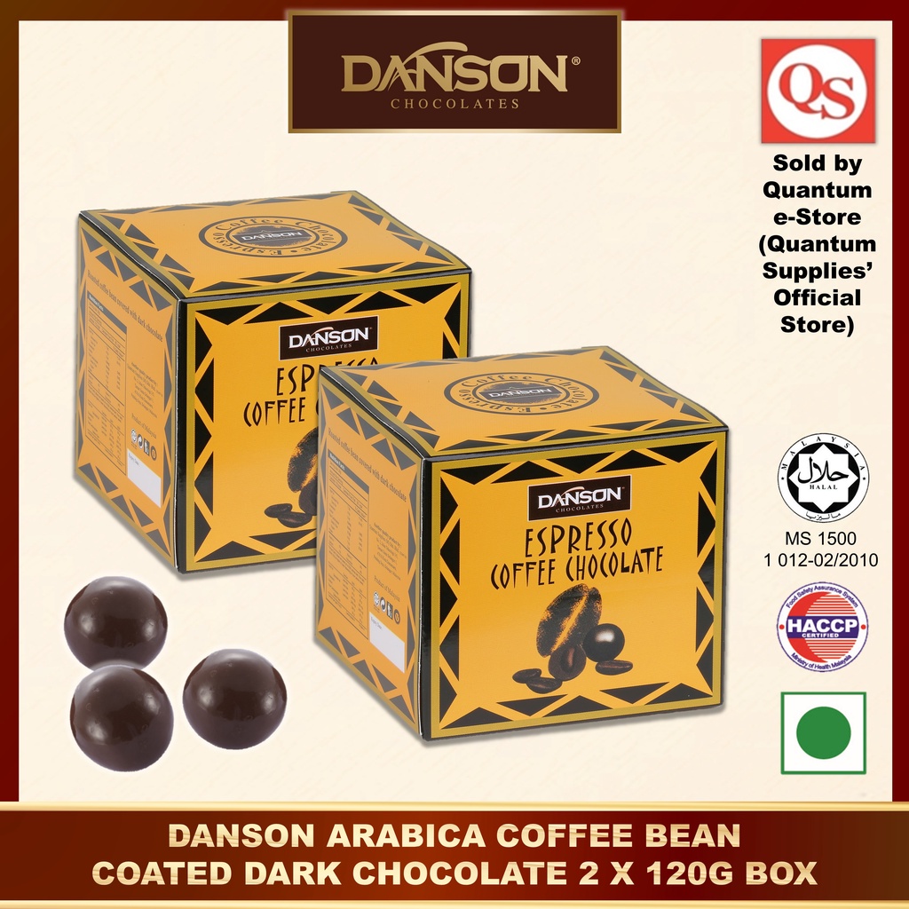 Danson Arabica Coffee Bean Coated Dark Chocolate 2 x 120g Box | Shopee ...