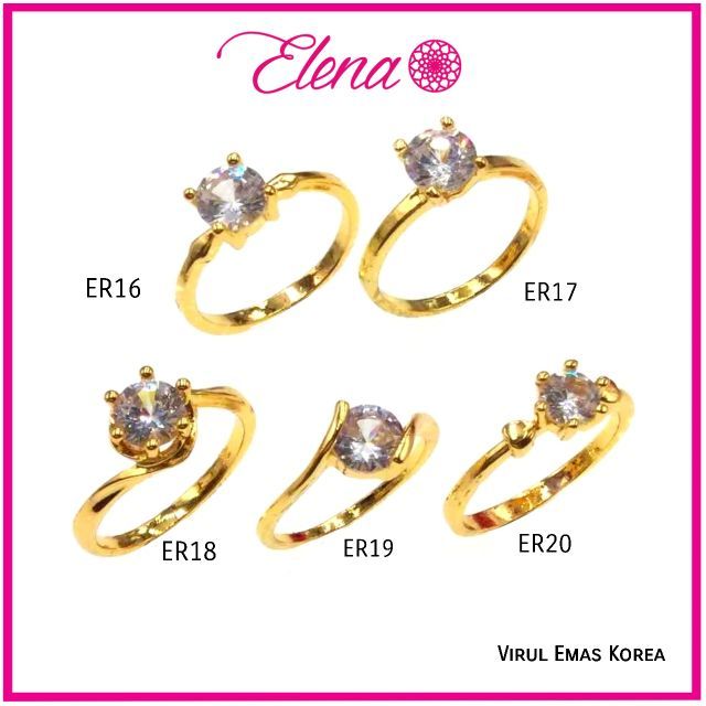 Elena Emas Korea Ring - Cincin Permata (ER16) (ER17) (ER18) (ER19) (ER20) | Shopee Malaysia