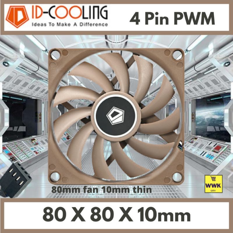 80mm PC Fan 10mm thin Slim 4pin PWM 8cm PC case fan ID Cooling kipas ...