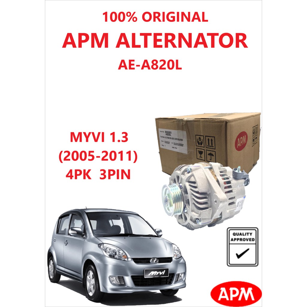 APM ALTERNATOR PERODUA MYVI 1.3 2005-2011 (3PIN ) (AE-A820L) | Shopee ...