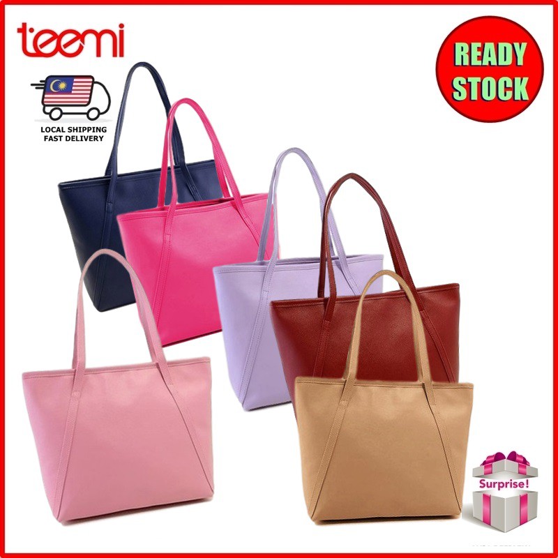TEEMI Korean PU Leather Large Tote Bag Women Handbag Handbeg Beg Tangan ...