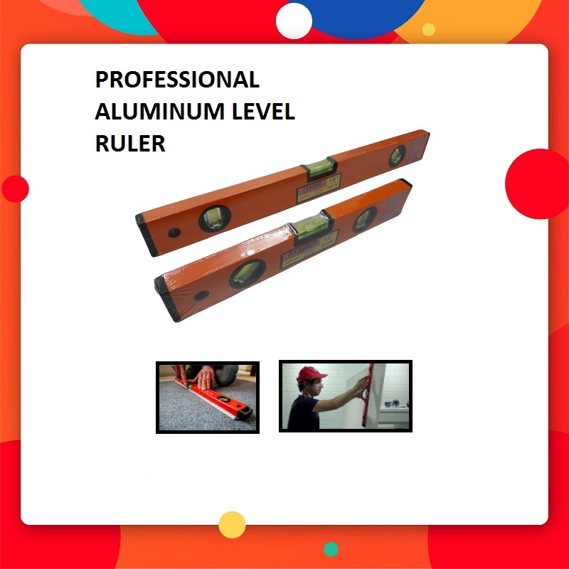 ALUMINIUM LEVEL RULER 12", 18" & 24" MARINI Measure Water Level Ruler ...