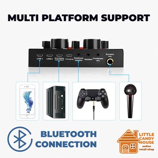 V8 V8S+ R8 DPS Mixer Live Sound Card with Bluetooth, 16 Sound + 9 Knobs + Microphone Full Set ...