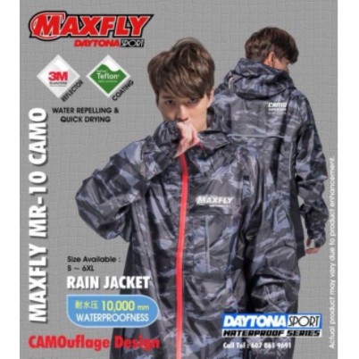 [ S SAMPAI 6XL ] BAJU HUJAN MAXFLY CAMO SUPER DRY RAINCOAT MR10 TAIWAN ...