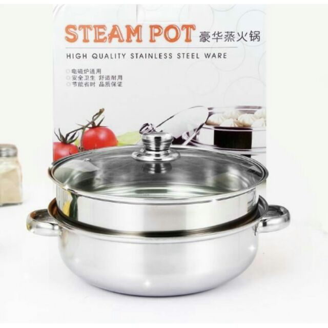 28 cm steaming soup pot Steamer MultiPurpose Steamboat Pot periuk kukus ...