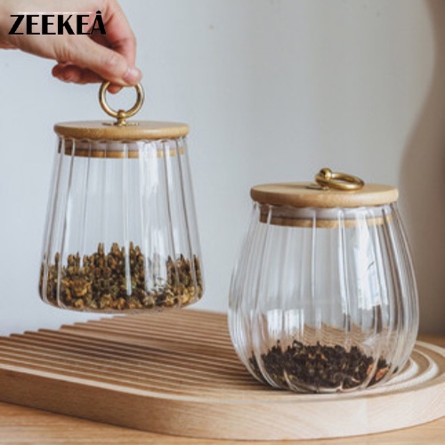 Zeekea Borosilicate Glass Storage Jars ,Clear Glass Food Storage ...