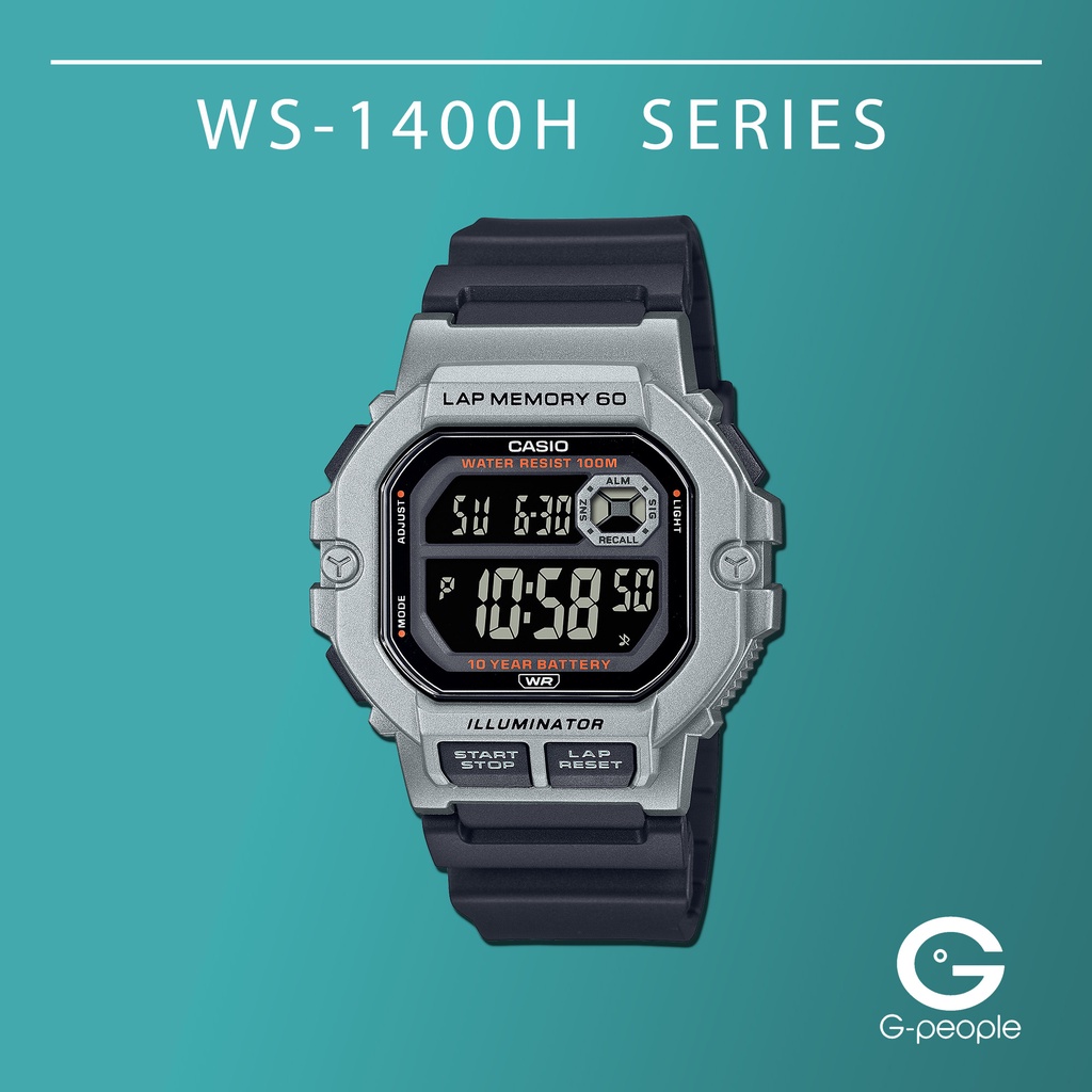 CASIO WS-1400H-1BV / WS-1400H-1B / WS-1400H SPORTS GEAR DIGITAL WATCH ...