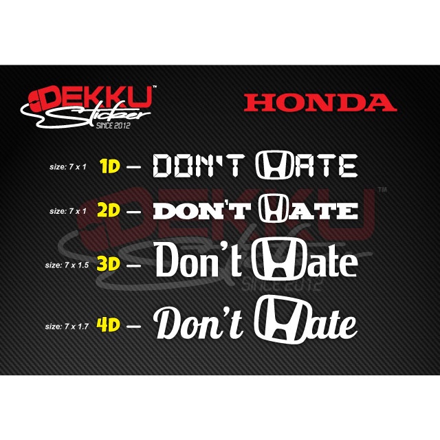 Sticker Dont Hate Keep Hatin Honda | Shopee Malaysia
