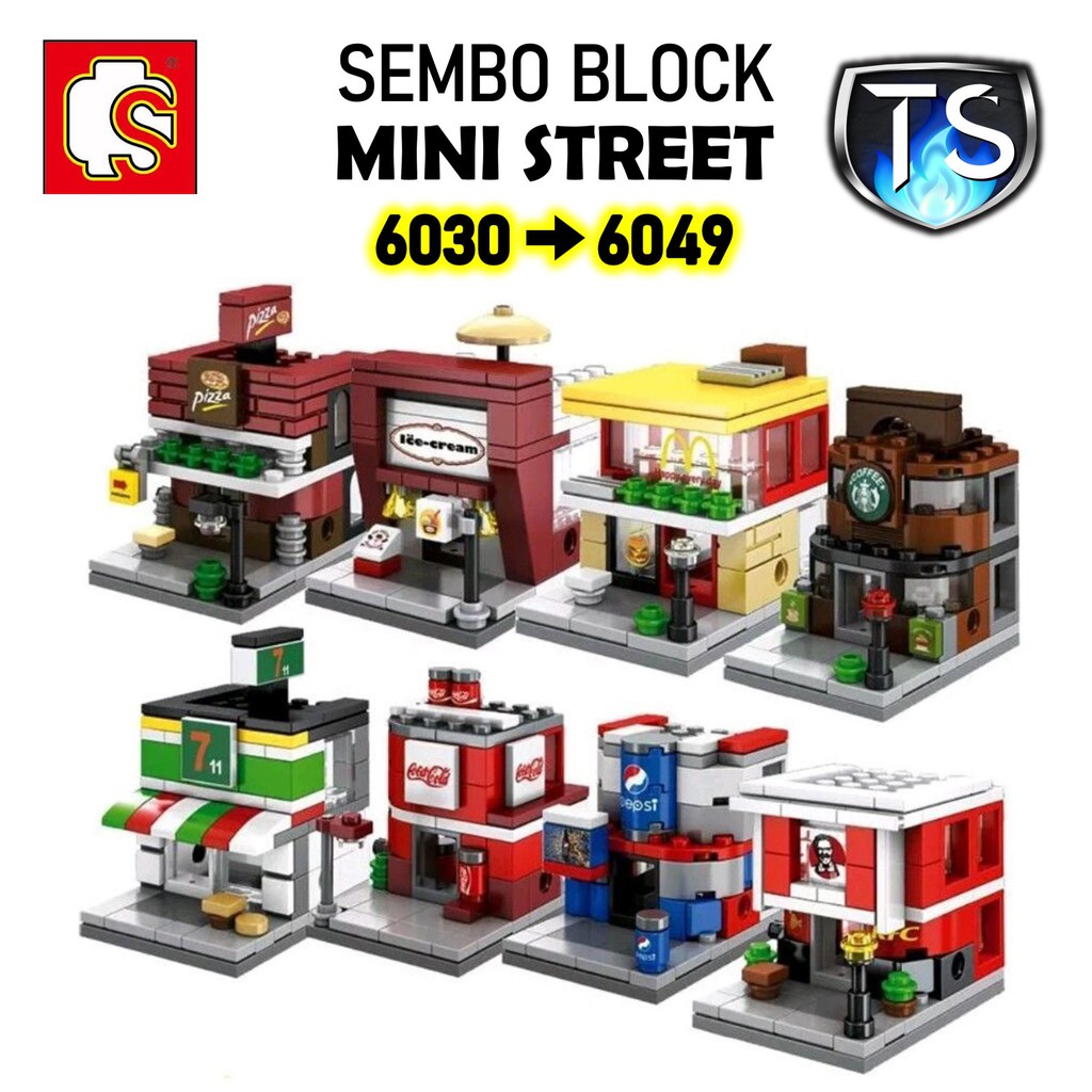 Sembo Block Mini Street 6030 to 6049 Mini Town Mini Shop Building ...