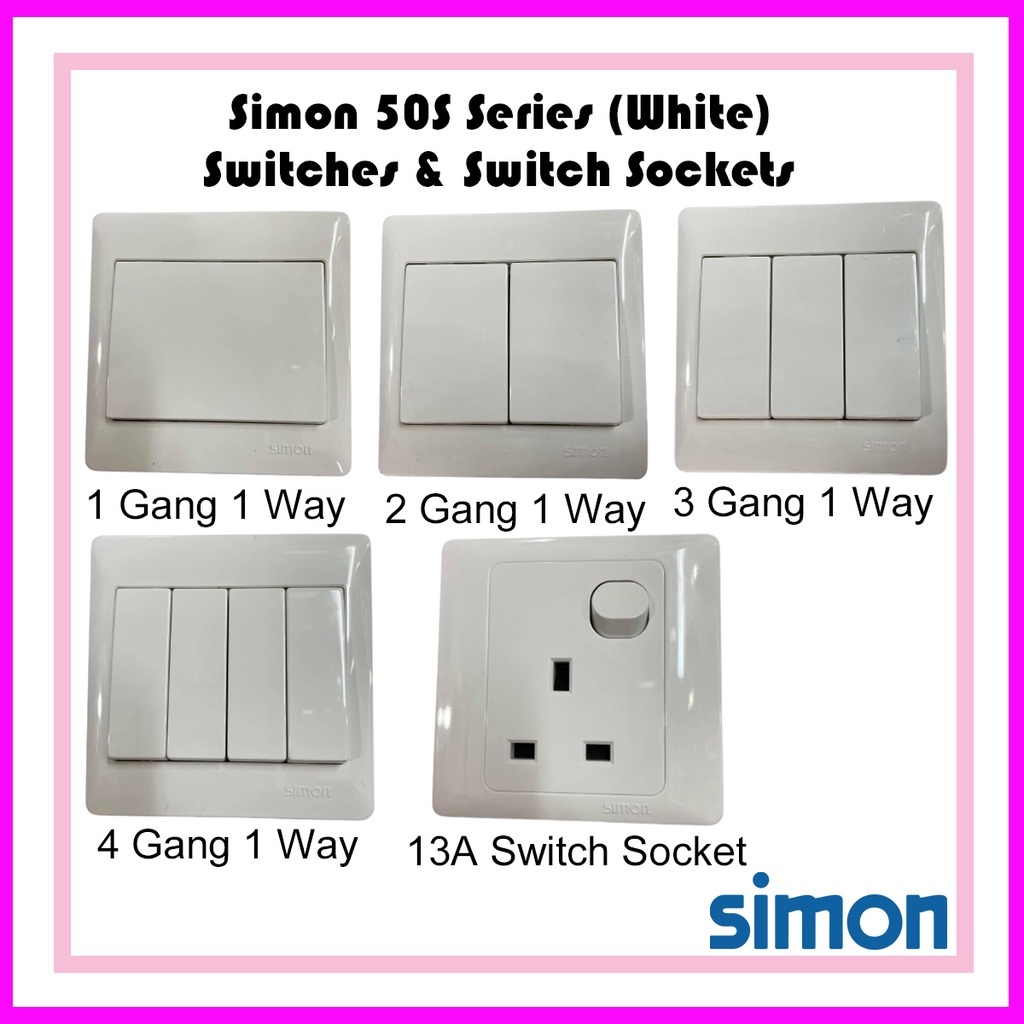 SIMON 50S SERIES SWITCHES & SWITCH SOCKETS (WHITE/CHAMPAGNE GOLD/SILVER ...