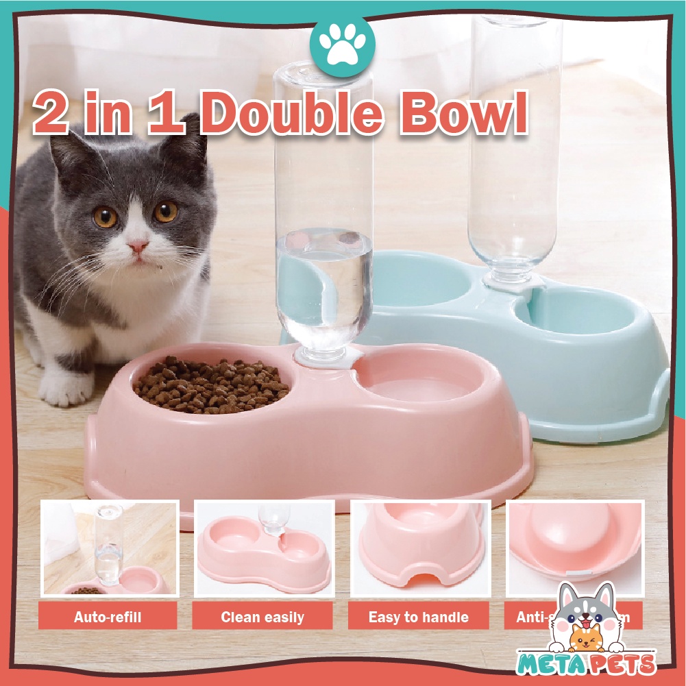 META Pets Supplies 2in1 Bowl Double Cat Dog Bowls for Pet Food Water Feeder Pet Feeding Bowl Pet ...