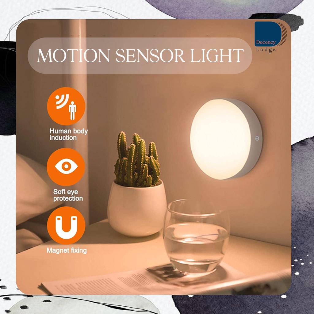 MOTION SENSOR LED LIGHT ROUND RECHARGEABLE SENSOR GERAK SENSOR ...
