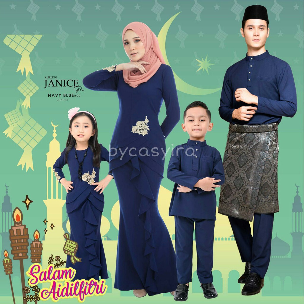 Baju Raya NAVY BLUE 2022 | Sedondon Family Baju Melayu Baju Kurung ...