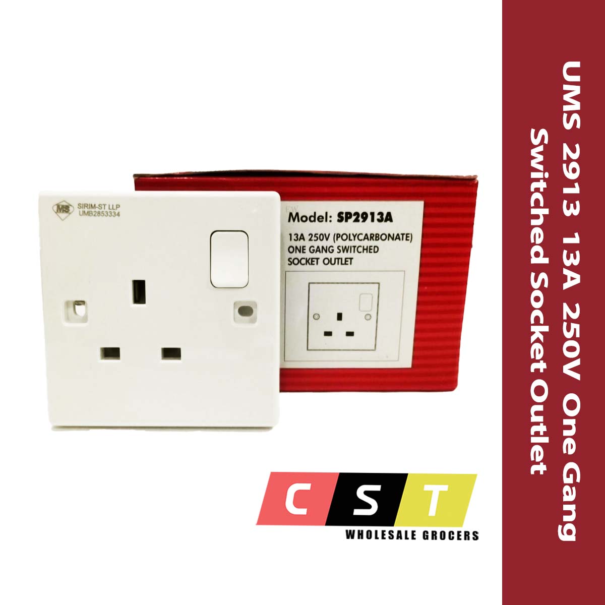 Ums 2913 13a 250v one gang switched socket outlet | BeeCost