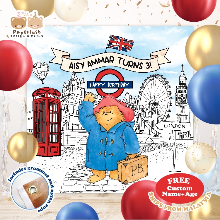 Birthday Banner | Birthday Backdrop | Hari Jadi - Paddington Bear ...