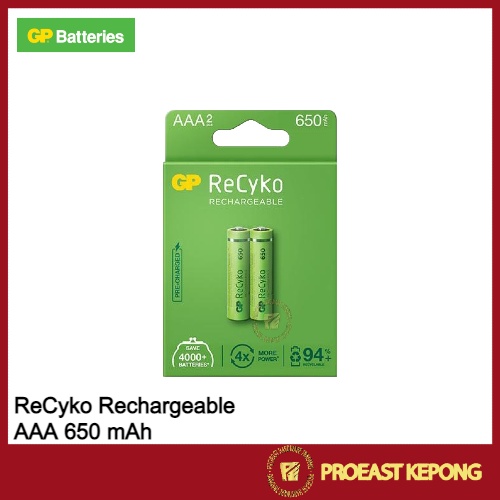 GP Rechargeable Battery ReCyko+AAA 650 mAh _ Rechargeable Battery ...