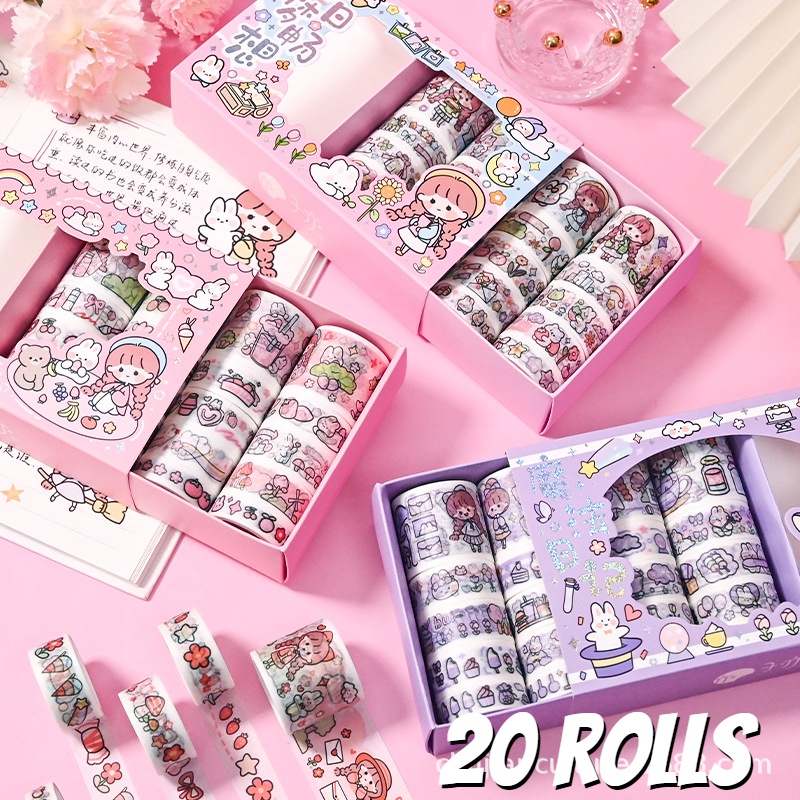 Cartoon Sticker Gift Box 10 Stickers+10 Rolls Hand Account Tape Stickers Setdecorative Diary ...