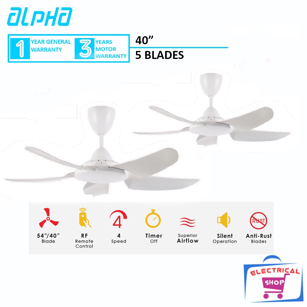 Alpha Cosa Xpress 5B/40 40" Ceiling Fan 5 Blades With Remote Control ...