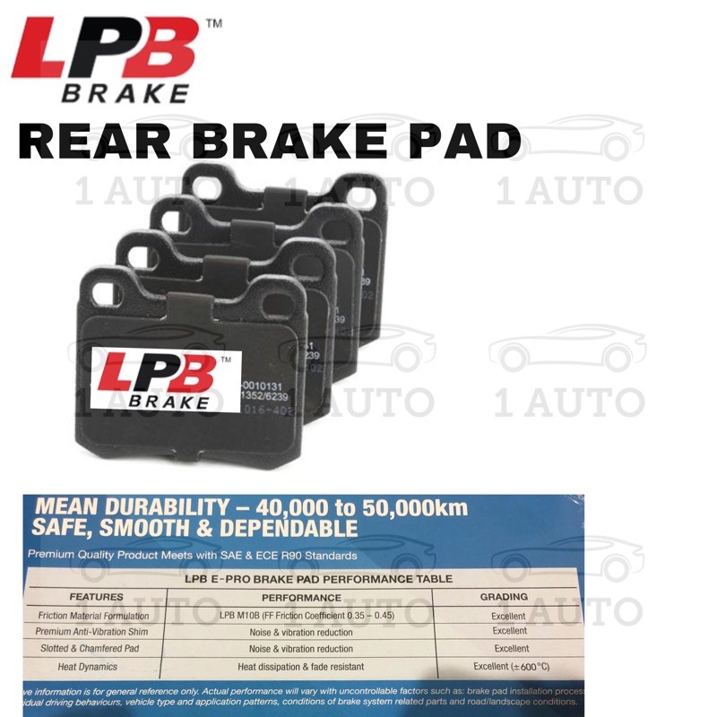 LPB S-PRO SEMI METALLIC REAR BRAKE PAD MERCEDES W202 C180 2PIN TYPES ...