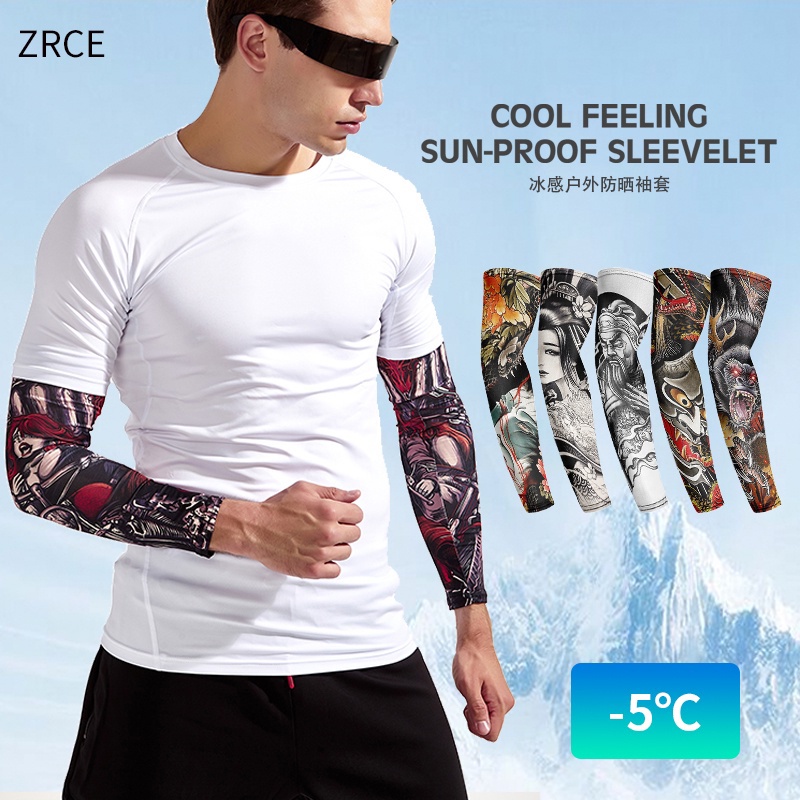 ZRCE Hand Sleeve Arm Sock Men Tattoo Hand Cover Long Outside Sports UV ...