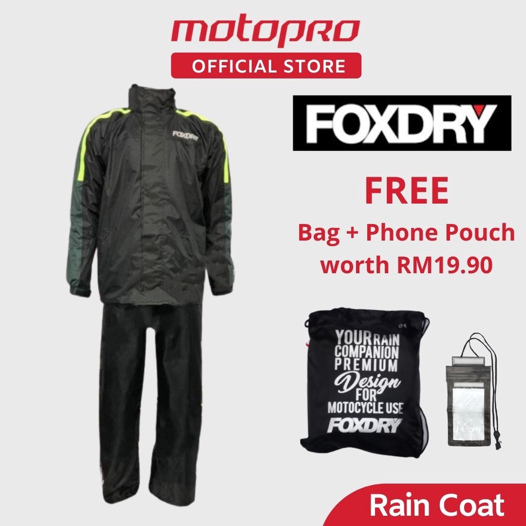 Foxdry05 Premium 2 Layer Raincoat Rain Coat Rainsuit Double Baju Hujan ...