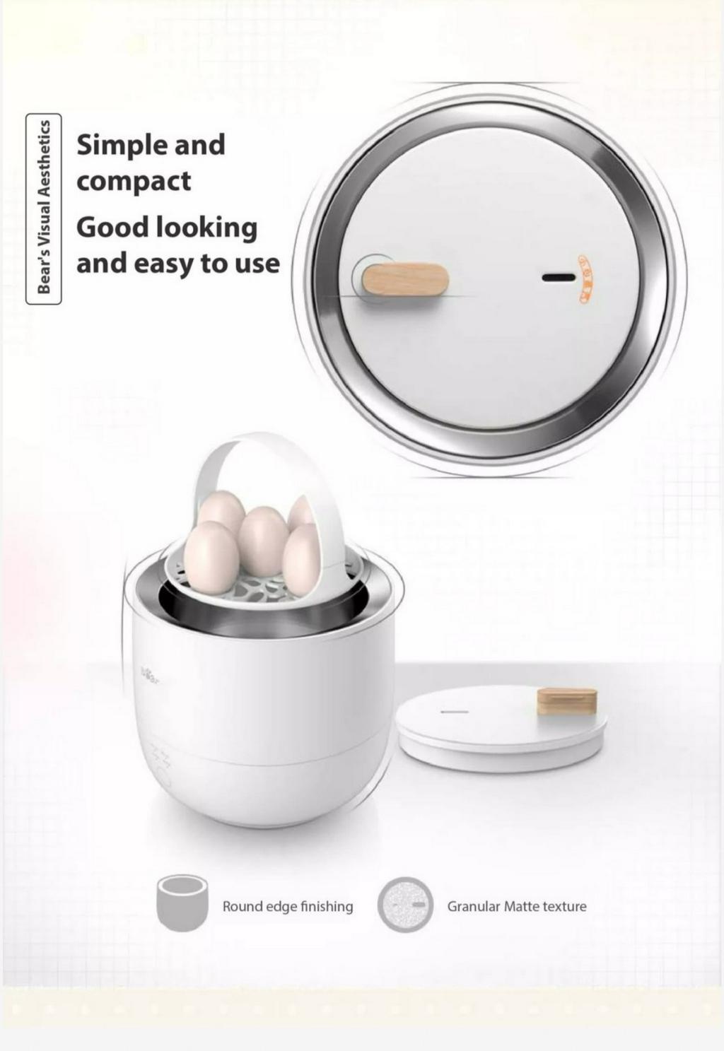 Bear Egg Boiler | Cook up to 6 Eggs at Once | Four Cooking Options | 304 Stainless Steel