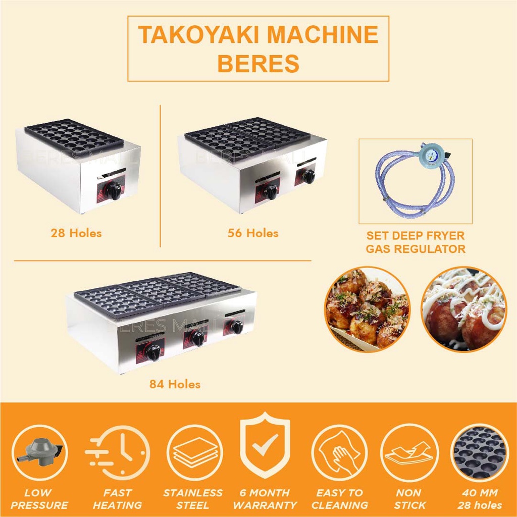 Gas Takoyaki Cooker Dapur Gas Takoyaki Pan Maker Fishball Kaya Ball ...