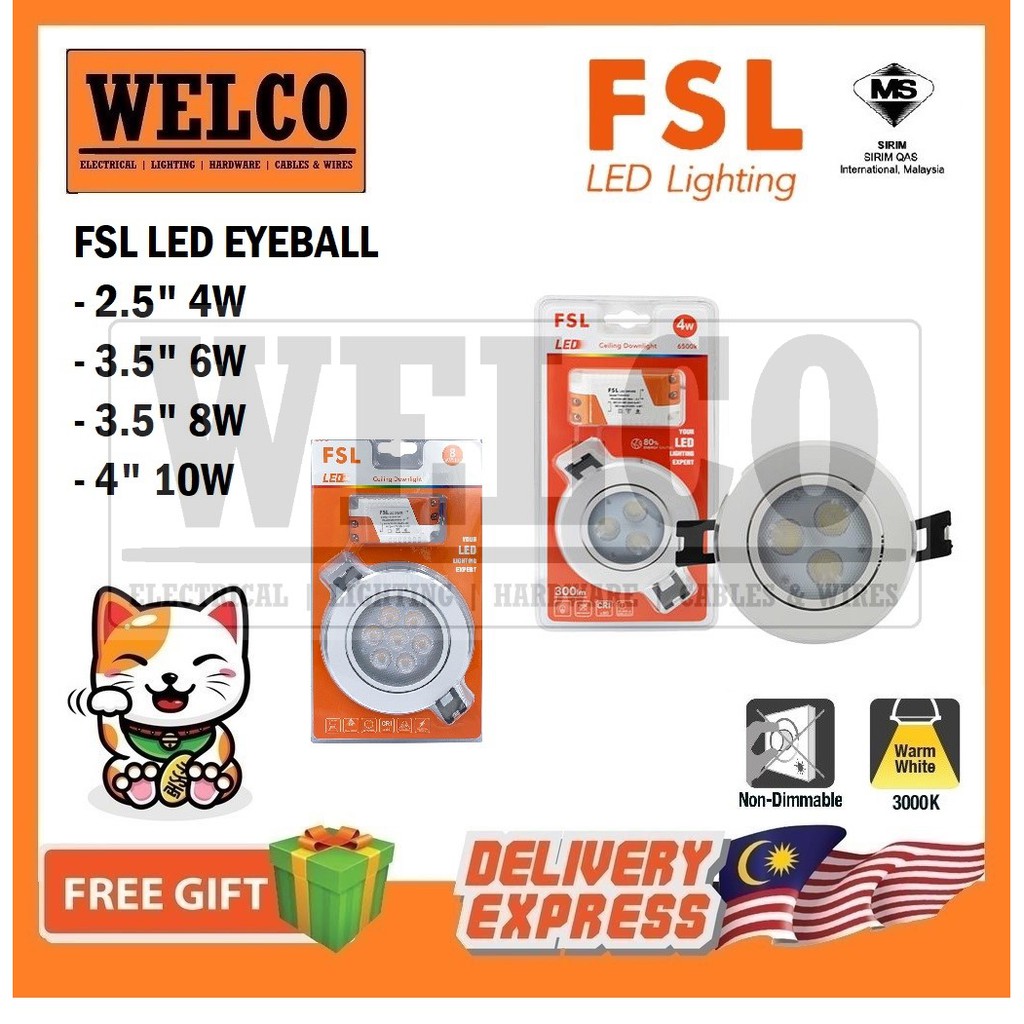 FSL LED EYEBALL SPOTLIGHT [4W, 6W, 8W & 10W] | Shopee Malaysia