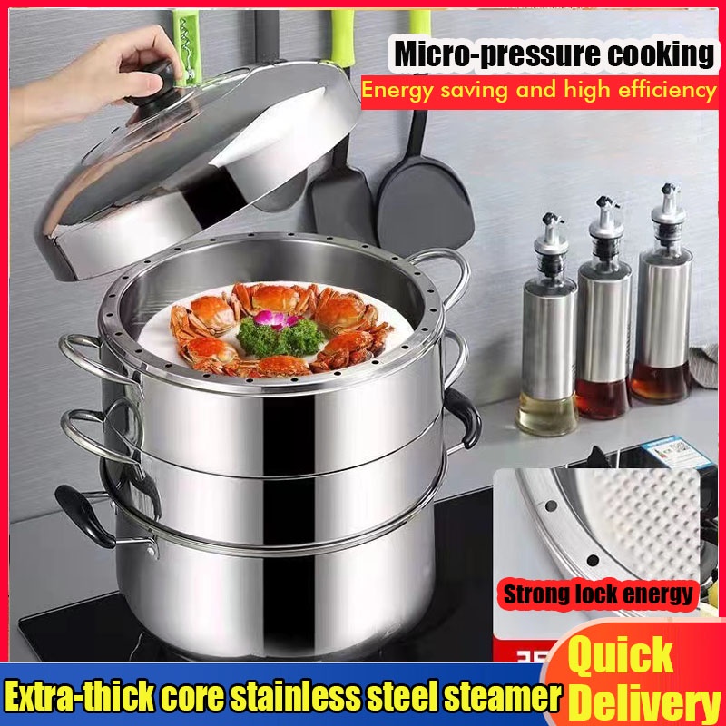 【Free shipping】Extra Thick Solid Stainless Steel Steamer Three-Four ...