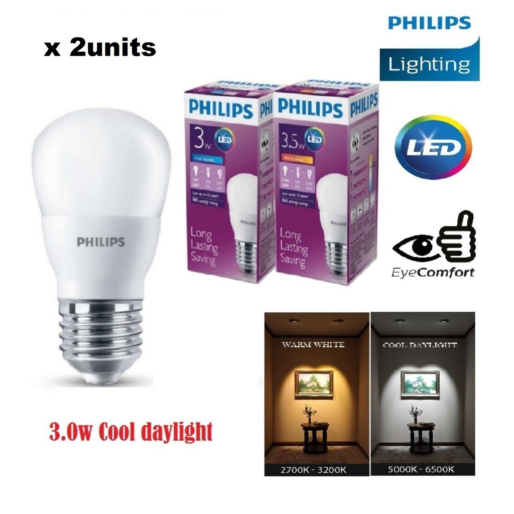 PHILIPS LED Bulb E27 - Cool Daylight (3w) X2units | Shopee Malaysia