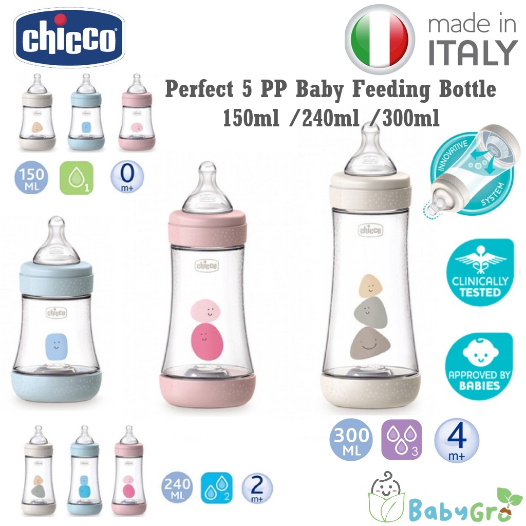 Chicco Perfect 5 PP Baby Feeding Bottle 150ml/240ml/300ml | Shopee Malaysia