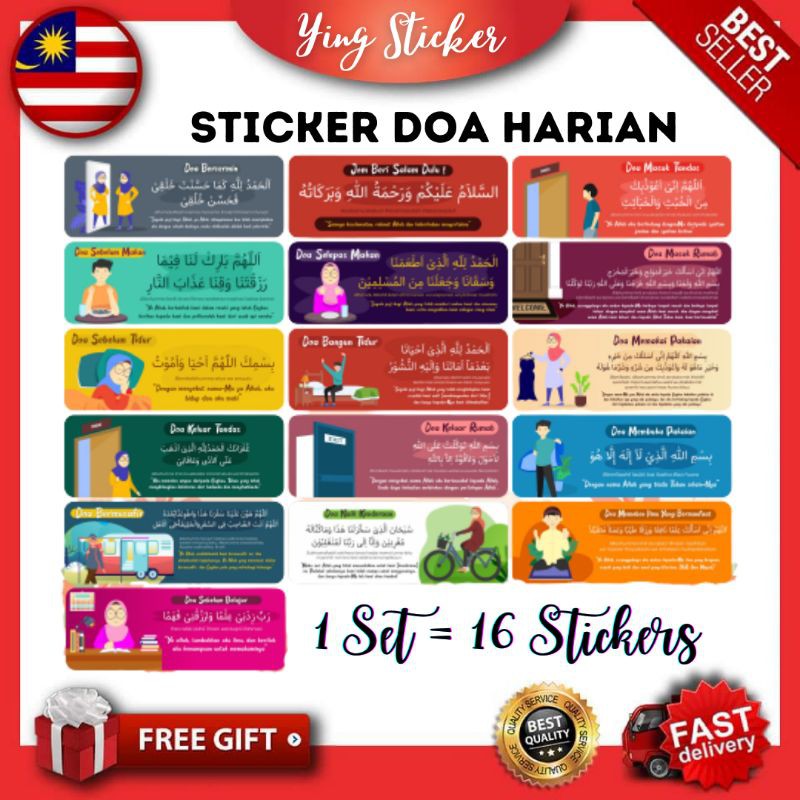 SET STICKER DOA-DOA HARIAN (1 SET ADA 16/24 DOA) SAIZ BAGI SATU STICKER ...
