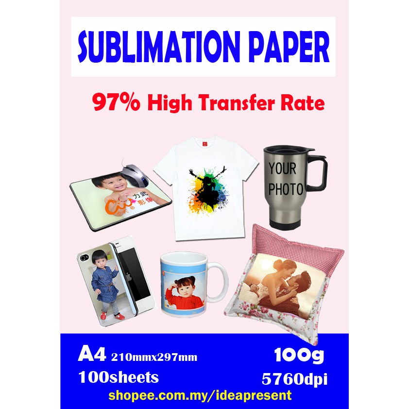 EZY A4 Sublimation Paper (pink back) for heat press transfer mug tshirt ...