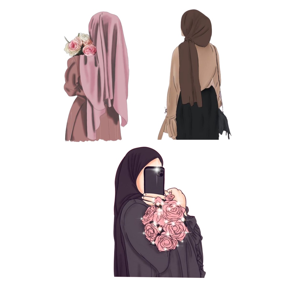 3pcs Muslimah hijab hijabista muslim girl woman cake topper | Shopee ...