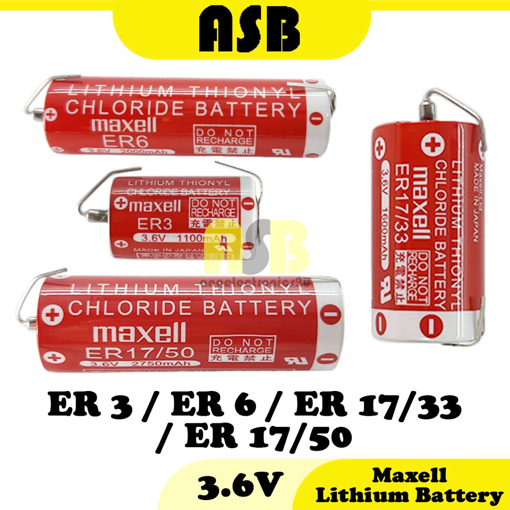 (1pc) MAXELL Lithium Battery 3.6V ( ER3 / ER17/33 / ER6 / ER17/50 ...