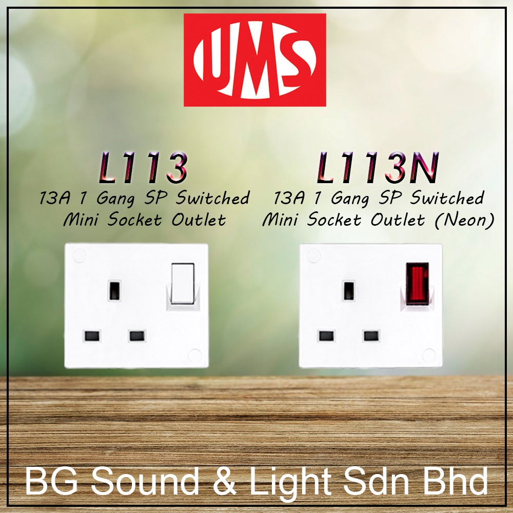 UMS L113 / L113N 13A Mini Logic Switch Socket Outlet 250V ( L-113 / L ...
