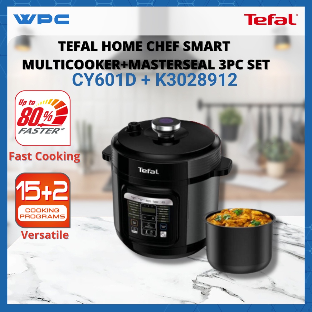 TEFAL HOME CHEF SMART MULTICOOKER+MASTERSEAL 3PC SET(CY601D + K3028912 ...