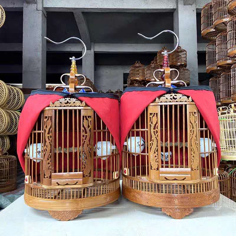 sangkar burung murai batu Old material bamboo cage hollow carved dragon ...