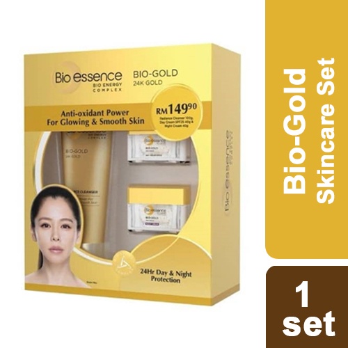 Bio-essence Bio-Gold Day & Night Cream (40g) + Cleanser (100g) | Shopee ...
