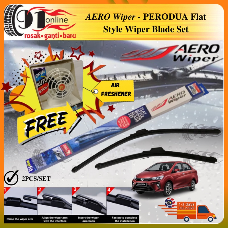 AERO Wiper PERODUA BEZZA Flat Style Wiper Blade Set | Shopee Malaysia