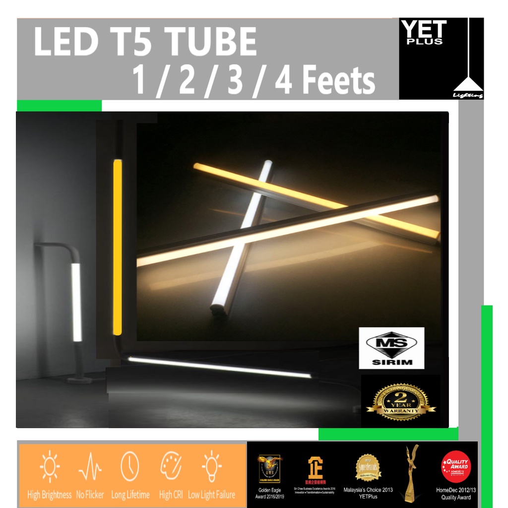 Yetplus Lampu LED T5 Tube Light T5 Curve Light T5 Ceiling Light 1/2/3 ...