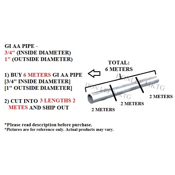 GI AA PIPE [INSIDE DIAMETER 3/4"(+/-)] [OUTSIDE DIAMETER 1" (+/-)] (BUY ...