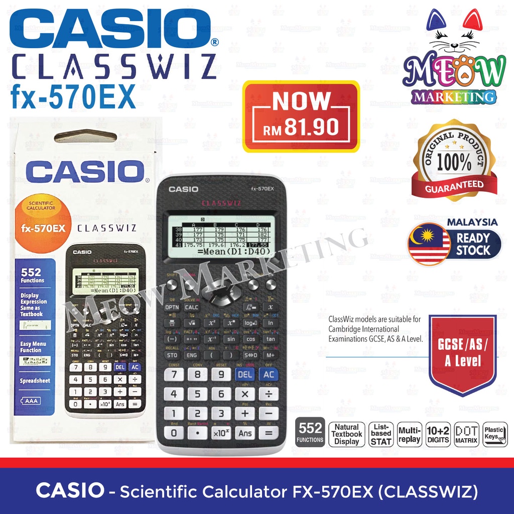 Casio Scientific Calculator FX-570EX (CLASSWIZ) (ORIGINAL) | Shopee ...