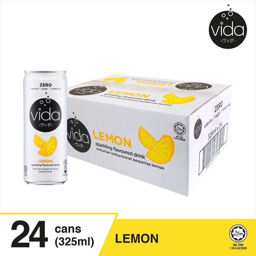 VIDA Sparking Drink - Lemon Flavour (325ml x 24 Cans/1 Carton) | Shopee ...
