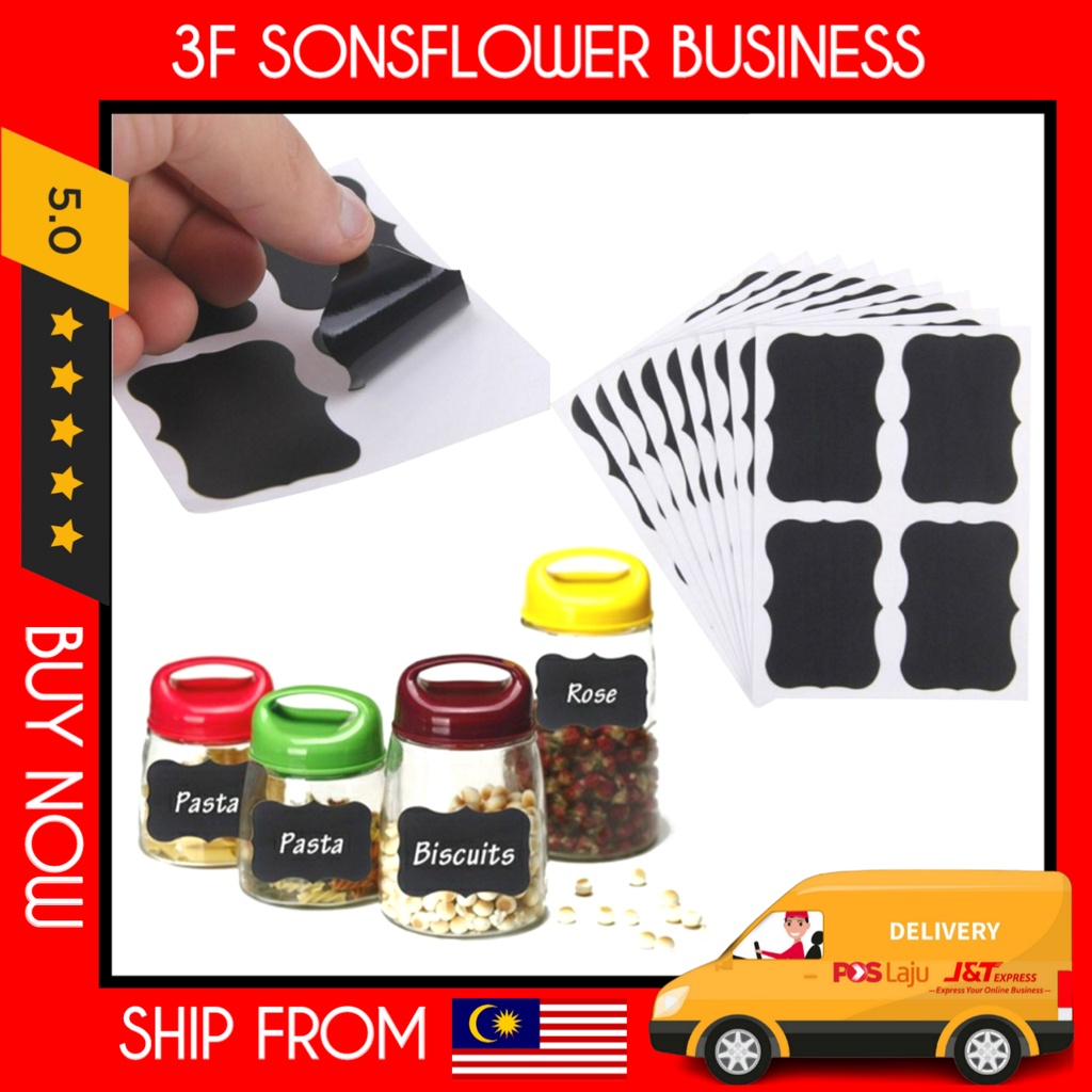 Sticker Label Dapur/ 36pcs Blackboard Chalk Stickers Jar Labels Office ...