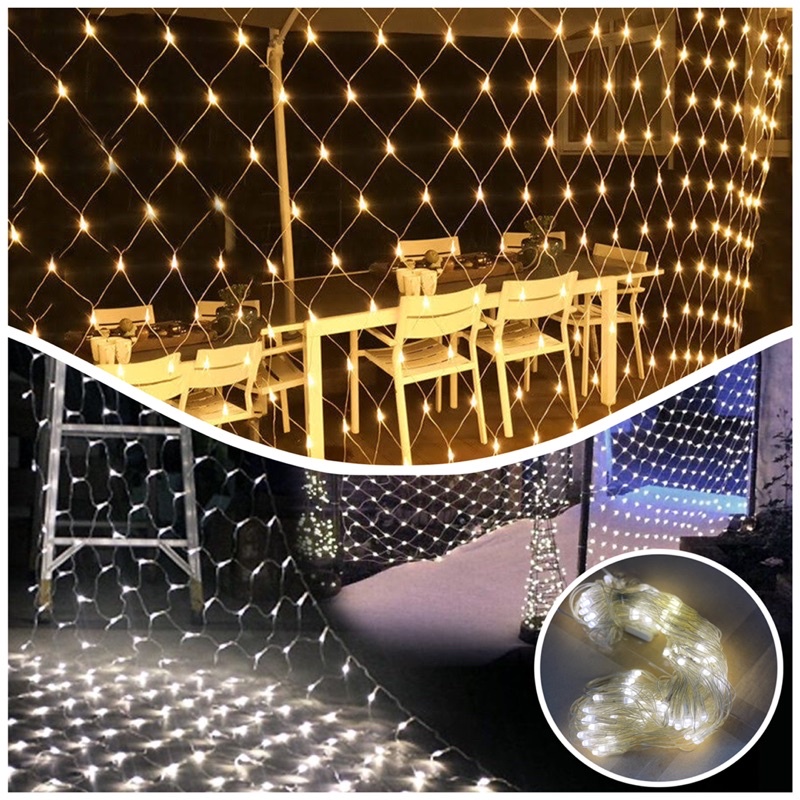 LAMPU NET@ LED NET FAIRY LIGHT DECO LIGHT 8ft x 2ft WARM WHITE | Shopee ...