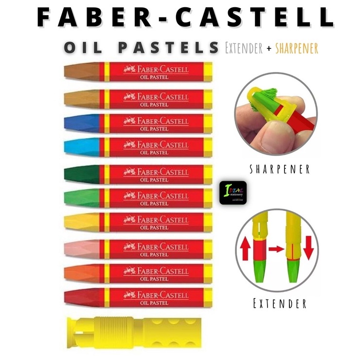 Faber Castell Oil Pastels + Extender and Sharpener (12 Colours ...