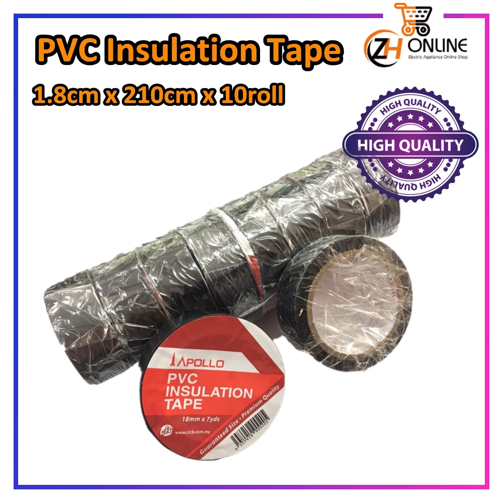 Apollo Wire Tape Black Tape PVC Tape 1.8cm x 210cm x 1ctn (500Roll ...