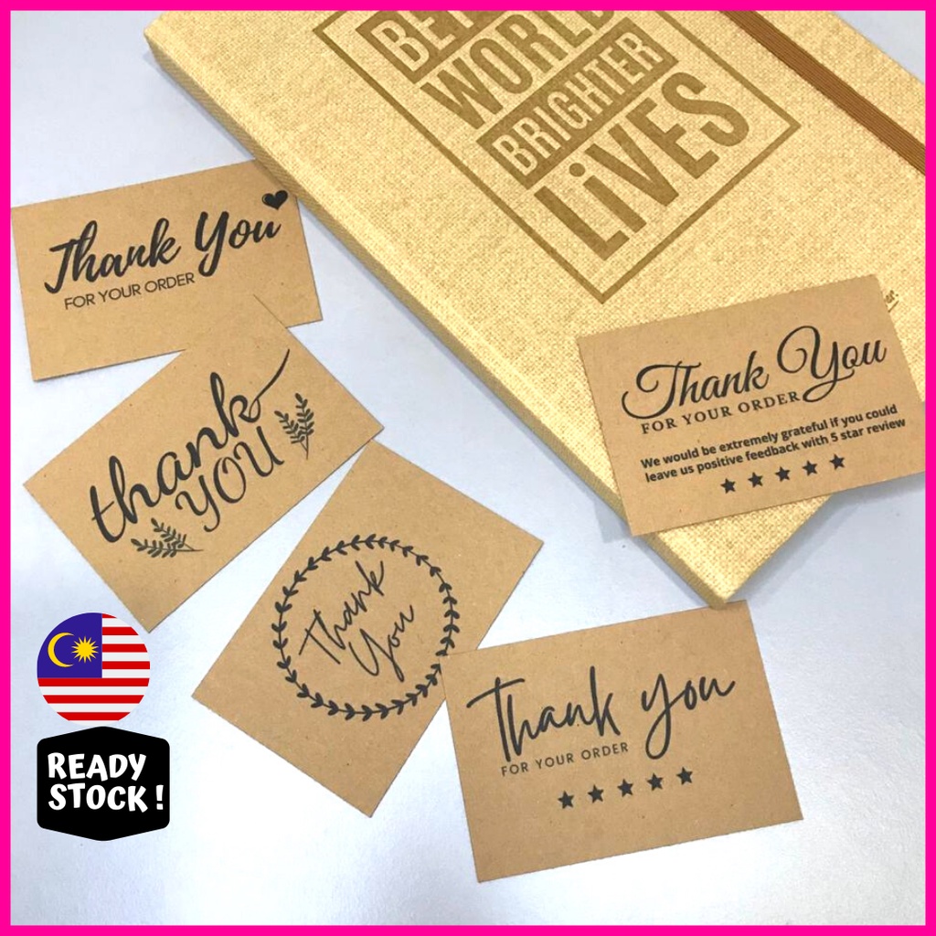 50PCS Gift Kraft Paper Cards Cardstock Greeting Labels "Thank You For ...